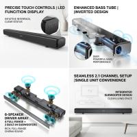 China Factory 100W 2.1CH Home Theater Soundbar Speaker System with Built-in Subwoofer, DSP Audio, HDMI ARC Optical Line-in USB Bluetooth 5.0, Wall Mountable Sound Bar with Remote Control for sale