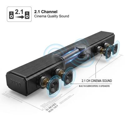 China 2.1 Channel Sound Bar for TV, Total 100W Power with Independent 60W Subwoofer, Bluetooth 5.0 DSP Surround Sound Home Theater System Support HDMI ARC/OPT/AUX/USB, Metal Grille & Wall Mount Kit Included for sale