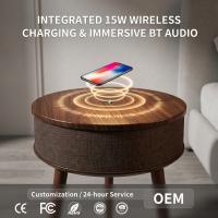 China Bluetooth Speaker Table ATC639 65W RMS 5.0 Charging MDF Wireless Charging Nightstand for sale