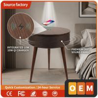 China Bluetooth Speaker Table ATC639 65W RMS Charging LED Bedside Wireless Charging Nightstand for sale