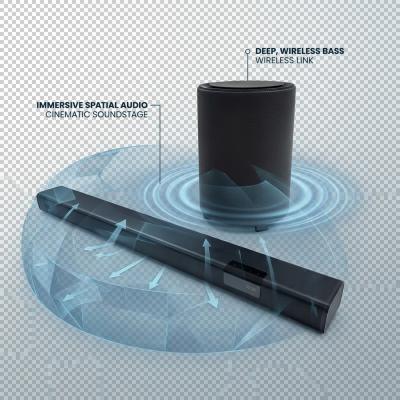 China Bluetooth Soundbar With Subwoofer ASW260-2.1U 100W 40Hz 20kHz Wireless Subwoofer for sale
