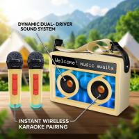 China Wireless Portable Bluetooth Speaker AM1 65W 60W Wooden Bookshelf Outdoor Party Long Battery for sale