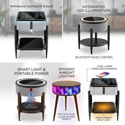 China Smart Table With Speaker AT600R 20W Charging Touch LED Wireless Charging Modern Bedroom for sale