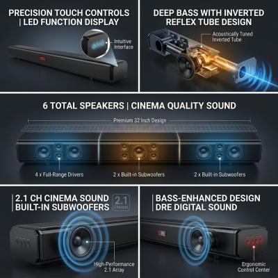 China Home Theater Soundbar system AS510-2.1 Subwoofer 100W 2.1CH Heavy Bass Immersive Audio for sale