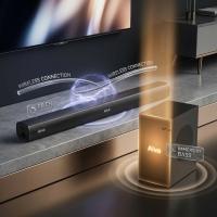 China Wireless Soundbar Speaker AS100-2.1U ARC Channel Surround Sound ARC HDMI Deep Bass for sale