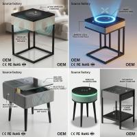 China Wireless Charging Side Table ATC730 65W Qi Desk Bedside Table Modern Bedroom Built-in Speaker for sale