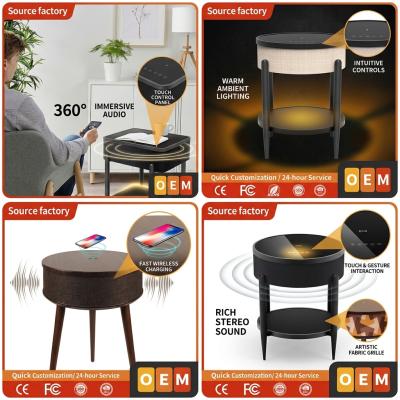 China Bluetooth Speaker Table ATC639 65W RMS Charging Modern Coffee Wireless Charging Nightstand for sale