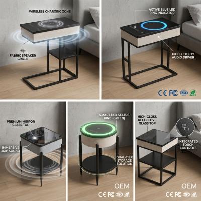 China Wireless Charging Side Table C2 30W Rechargeable Stereo TWS Bedside Table Modern Bedroom for sale
