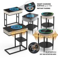 China Wireless Charging Side Table ATC730 65W Qi Desk Bedside Table Modern Bedroom Built-in Speaker for sale