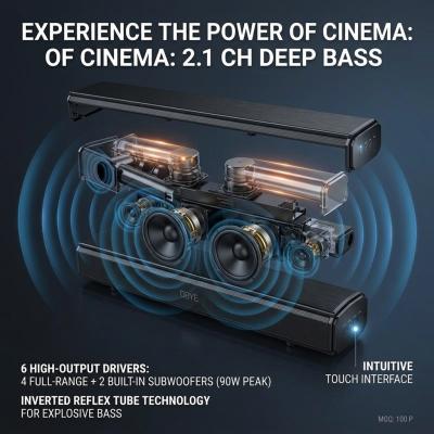 China Home Theater Soundbar system ASW150-4.1UR 140W 200W 5.4 Heavy Bass Immersive Audio for sale