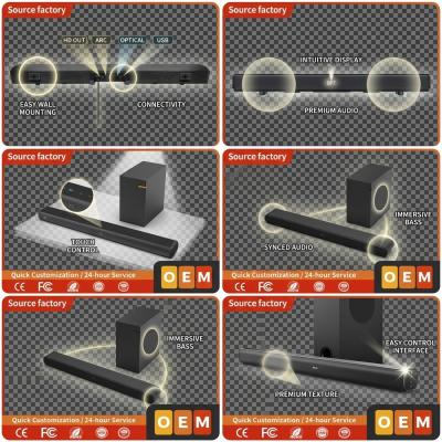 China Wireless Soundbar Speaker AS100-2.1U ARC Channel Surround Sound ARC HDMI Deep Bass for sale