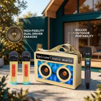 China Wireless Portable Bluetooth Speaker ZYK6608 for hotel 20W Karaoke Lyric Display Outdoor Party for sale