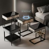China Wireless Charging Side Table A1 65W TWS Triangle Charger Bedside Table Modern Bedroom for sale