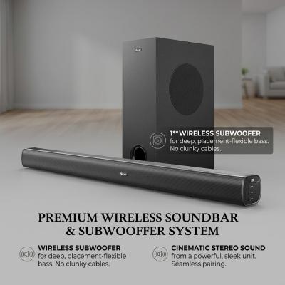 China Wireless Soundbar Speaker ASW120-2.1U 100W 2.1CH Subwoofer Theater Surround Sound for sale