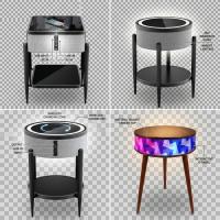 China Smart Table With Speaker AT600R 20W Charging Bedside Nightstand Wireless Charging for sale