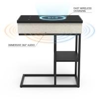 China Wireless Charging Side Table C9 30W Tempered Glass Bedside Table Modern Bedroom Built-in Speaker for sale