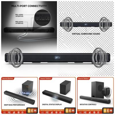 China Wireless Soundbar Speaker ASW100-2.1U 100W 3D ARC Surround Sound ARC HDMI Deep Bass for sale