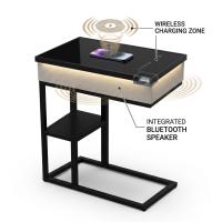 China Wireless Charging Side Table C9 30W Tempered Glass Bedside Table Modern Bedroom Built-in Speaker for sale