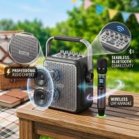 China Wireless Portable Bluetooth Speaker BT448 5W Karaoke Microphone Outdoor Outdoor Party for sale