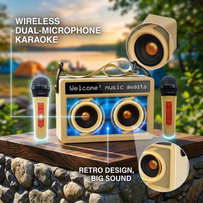 China Wireless Portable Bluetooth Speaker BT448 5W Karaoke Microphone Outdoor Outdoor Party for sale
