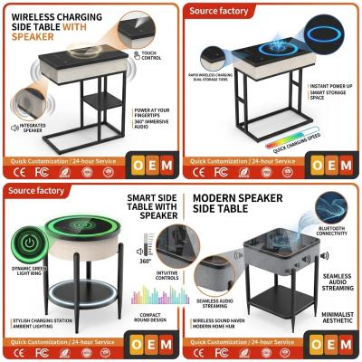 China Wireless Charging Side Table ATC700 30W RMS 5.1 Coffee Bedside Table Modern Bedroom for sale