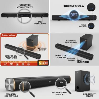 China Wireless Soundbar Speaker ASW150-2.1UR 100W Subwoofer Round FM Surround Sound ARC HDMI for sale