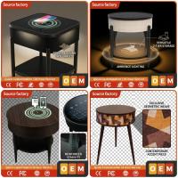 China Bluetooth Speaker Table ATC639 65W RMS 20W Charging Wooden Wireless Charging Nightstand for sale