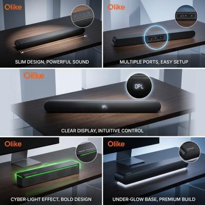 China PC waterproof Soundbar Speaker AS1821 45CM RGB Compact Desktop Audio Monitor Speaker Video Calls for sale