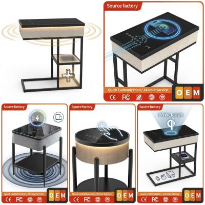 China Wireless Charging Side Table ATC700L 30W RMS RGB Bedside Bedside Table Modern Bedroom for sale