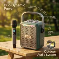 China Wireless Portable Bluetooth Speaker AS300 25W DSP Office Wooden Outdoor Party Long Battery for sale