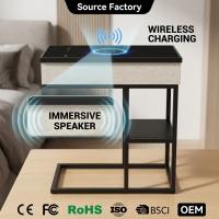 China Wireless Charging Side Table ATC609L 30W RGB Dynamic Bedside Table Modern Bedroom for sale
