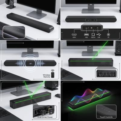 China PC Soundbar Speaker AS-P1 2.0CH 10W Short Desktop Audio Monitor Speaker Video Calls for sale