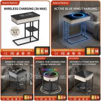 China Wireless Charging Side Table ATC609L 30W RGB Dynamic Bedside Table Modern Bedroom for sale