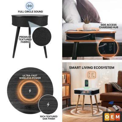 China Smart Coffee Table AT600 20W Rectangle Furniture Office Wireless Charging Modern Living Room for sale