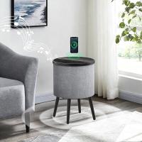 China Factory Wholesale Audio Furniture 60W Smart Bedside Table Tempered Glass Fabric Iron Frame for sale