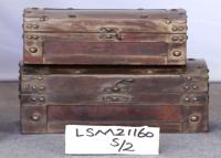 China Handicraft Dark Brown FSC S26 Rustic Wooden Chest Trunk for sale