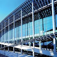 China Custom Aluminum Grid Curtain Wall System with 2000-4000 Pa Wind Resistance and 6-12mm Tempered Glass for sale