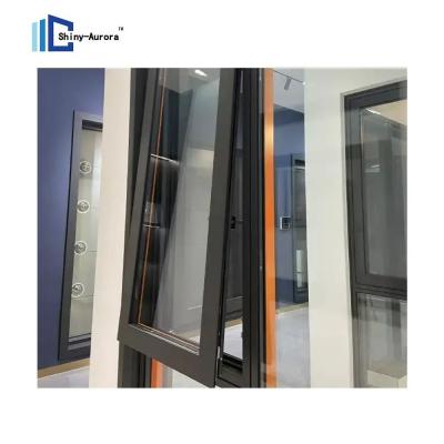 China SA-69 Waterproof Top Hung Double Glazed Aluminum Awning Windows with Soundproof and Storm Resistance for sale