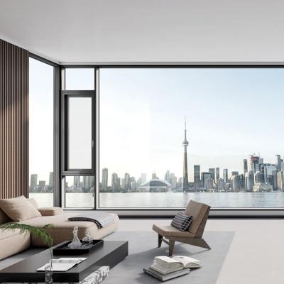 China Modern Black Aluminium Thermal Break Windows 1.4-3.0mm Wall Thickness Triple Glazed Soundproof Anti-Theft for sale