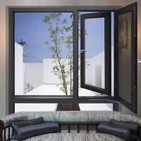 China Modern Black Aluminium Thermal Break Windows 1.4-3.0mm Wall Thickness Triple Glazed Soundproof Anti-Theft for sale
