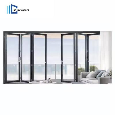 China Custom Aluminum Bi-Fold Sliding Glass Doors 80-120 Inch Interior Space Saving Folding Design for sale