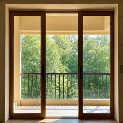 China 80mm Aluminum Folding Door with Wooden Grain Finish - Waterproof & Energy Efficient Design for sale