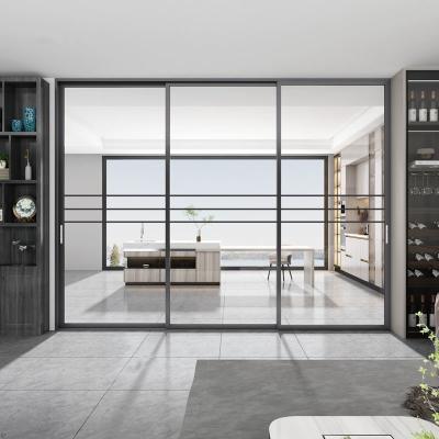 China AR-009 50 Series Aluminum Alloy Sliding Door with Tempered Glass - 20,000 Sqms Monthly Capacity for Hotels and Homes for sale