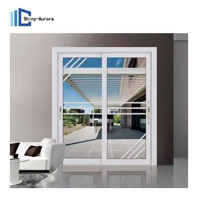 China 50 Series Broken Bridge Aluminum 3-Track Sliding Door with Tempered Glass Panel - NFRC Certified, Custom Colors for sale