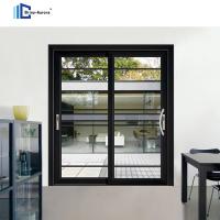 China Aluminum Sliding Glass Door Black French Style Double Layer Tempered Glass 1800mm for sale