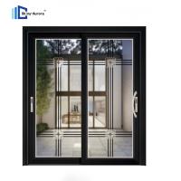 China Aluminum Sliding Glass Door Black French Style Double Layer Tempered Glass 1800mm for sale