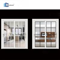 China Aluminum Sliding Glass Door Black French Style Double Layer Tempered Glass 1800mm for sale