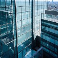 China 8mm Coated Translucent Glass Curtain Wall System with Low-E Glass - 6mm-19mm Thickness Options for Sound Insulation for sale