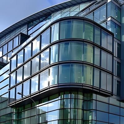 China Custom Low-E Glass Curtain Wall System 6mm-19mm Thickness Soundproof Aluminum Frame for Commercial Buildings for sale