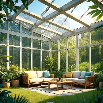 China Custom Aluminum Alloy Sunroom with 1.8mm Profiles and Corner Code Connection - Up to 6 Windows Available for sale